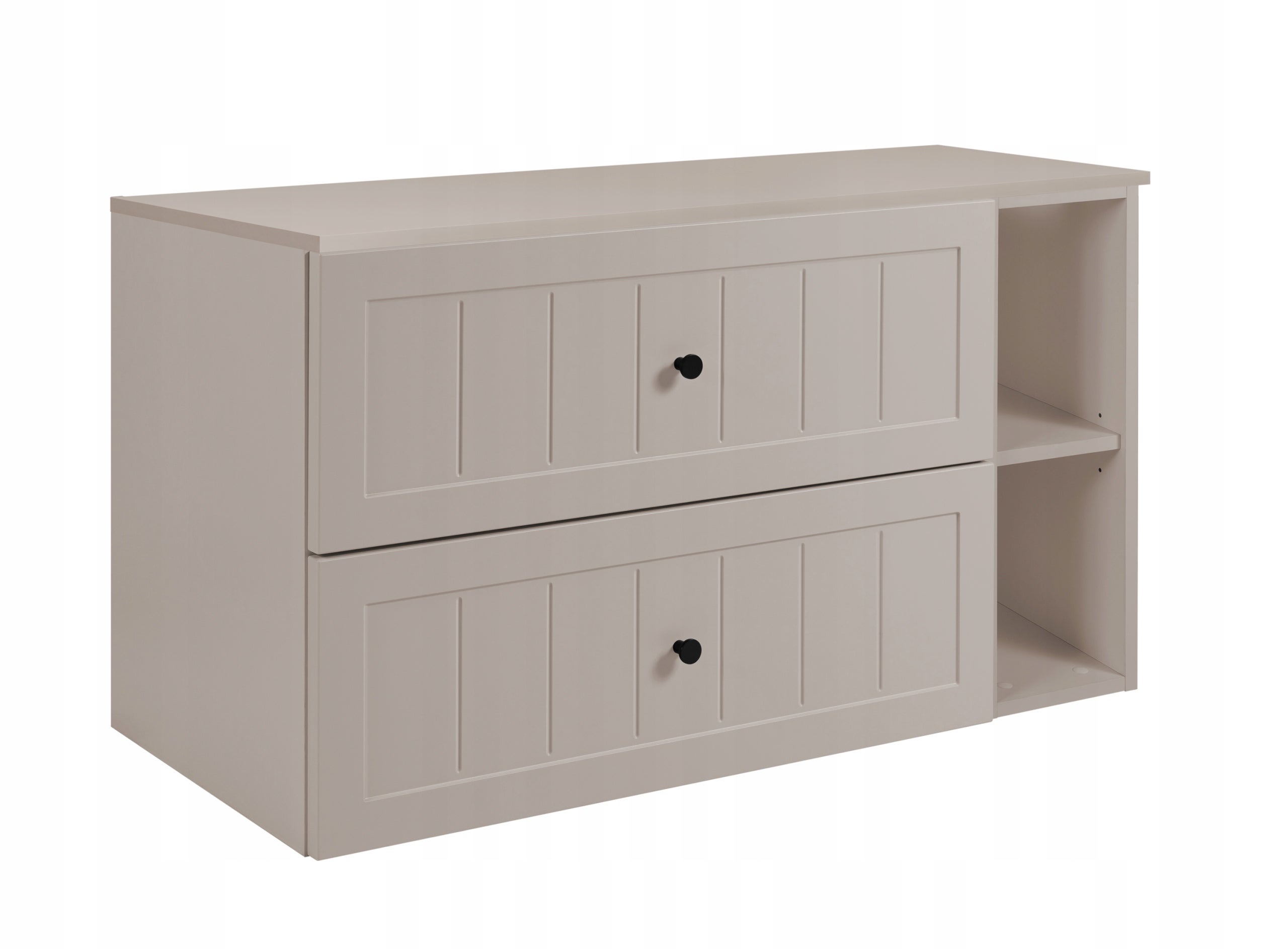 Meuble sous vasque 100 cm cachemire façades fraisées MDF poignées Rodan ...