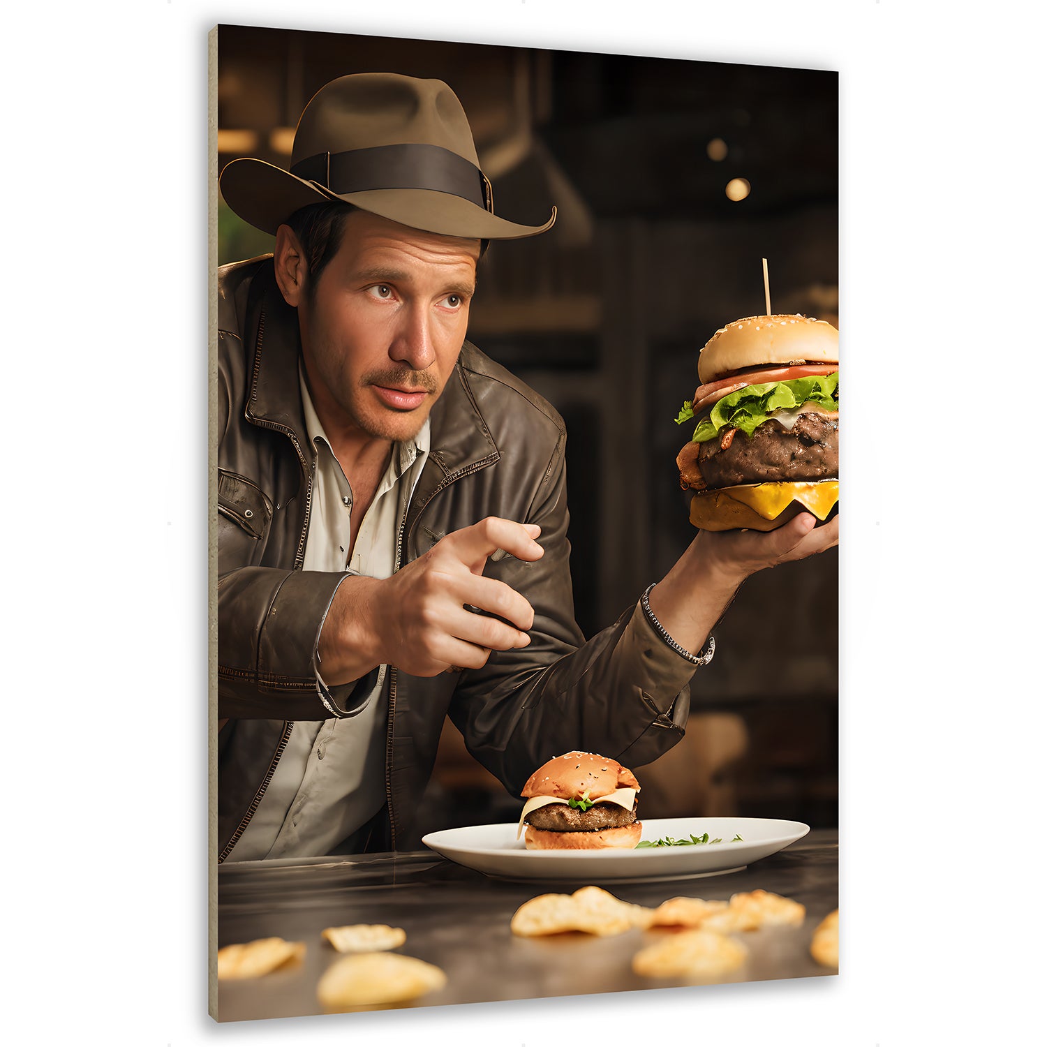 Tableau déco en bois - Lost Burger - 30x40 cm | Leroy Merlin