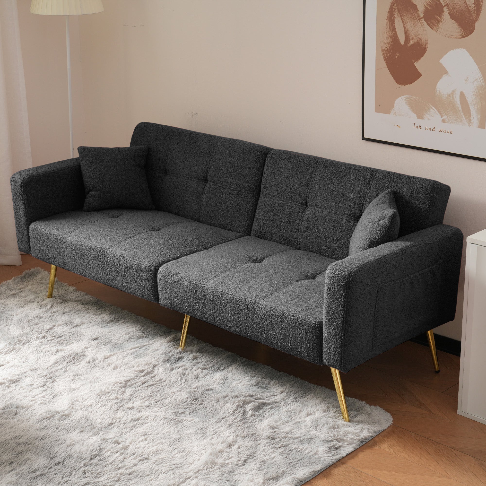 Sofá convertible con respaldo ajustable - 2 plazas - tejido de rizo ...
