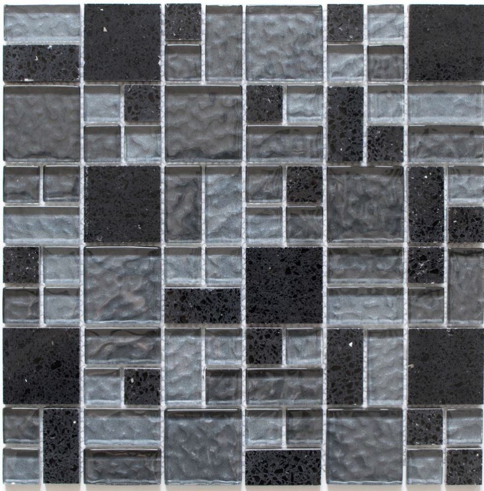 Pierre artificielle verre mosaïque carreaux composite noir gris foncé ...