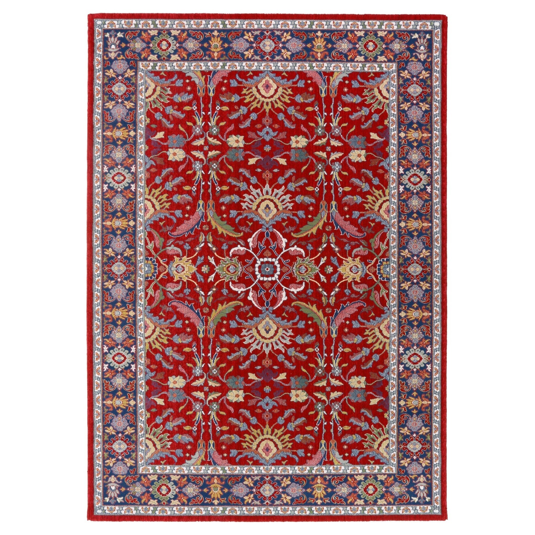 Tapis classique en pure laine vierge GASTEIZ 01 ROJA Y AZUL MARINA ...