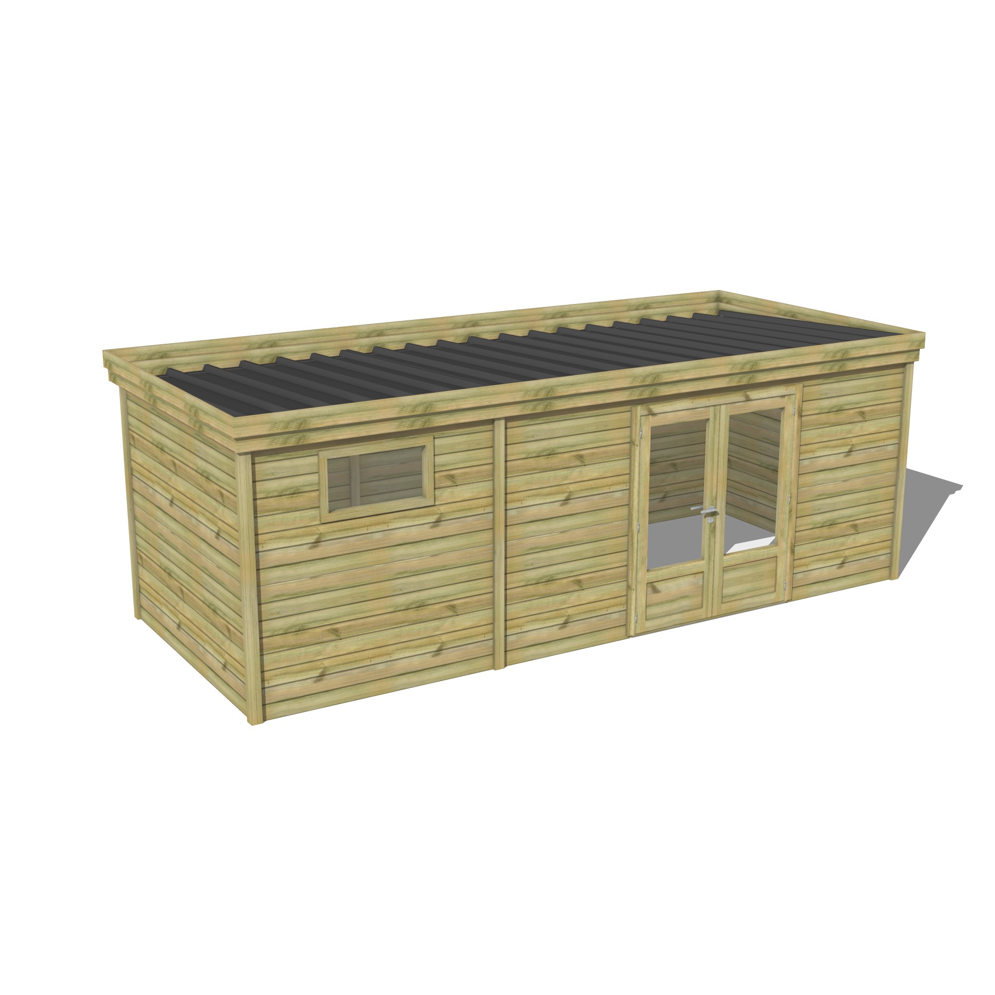 ABRI DE JARDIN bois Pin traité autoclave 27mm - 6,395x2,64m / 16,9m2 ...