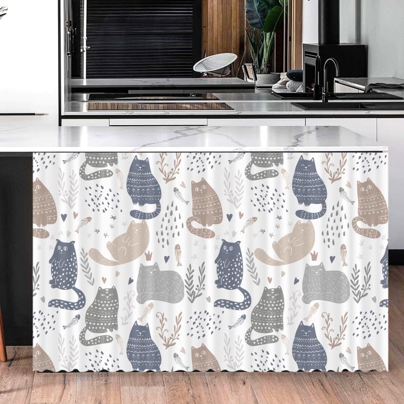 Rideau Armoire de Cuisine,Motif Chat de Dessin Animé Rideaux Armoire ...