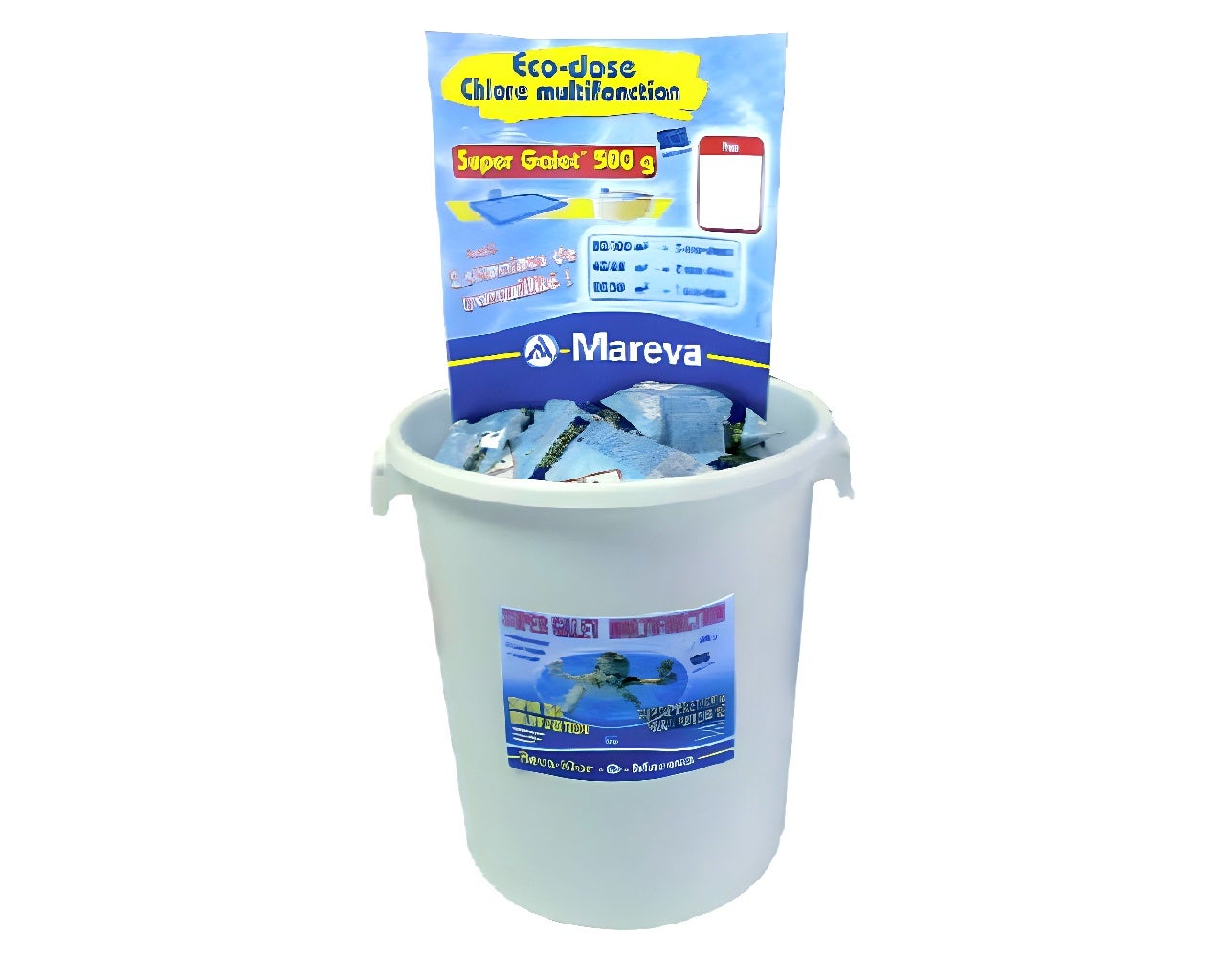 Chlore multifonctions MAREVA Super Galet 500g seau de 25kg | Leroy Merlin