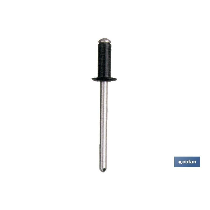Remache aluminio normal negro 4 x 20mm caja 500 unid. | Leroy Merlin