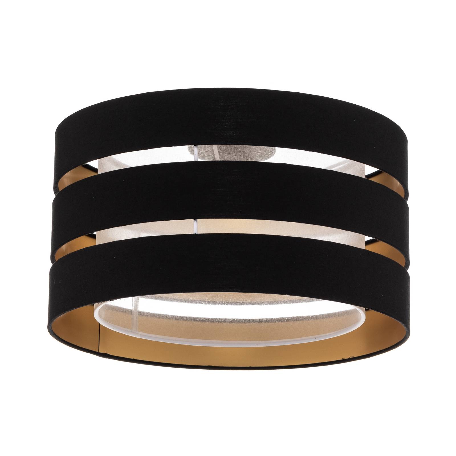 Lindby plafonnier Tsomo, Ø 40 cm, noir, tissu, E27, Luminaire ...