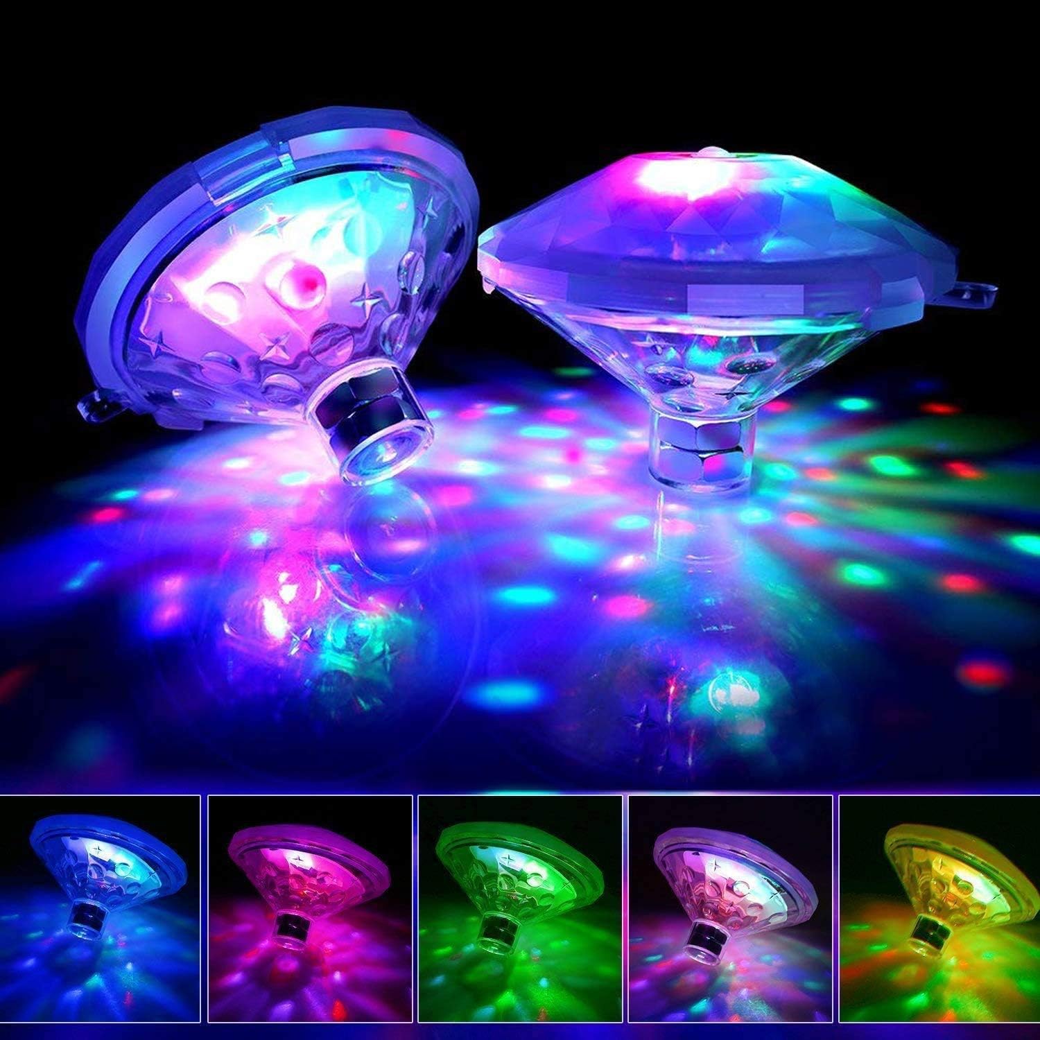 Paquete de 2 luces LED subacuáticas para bañera y piscina, RGB ...