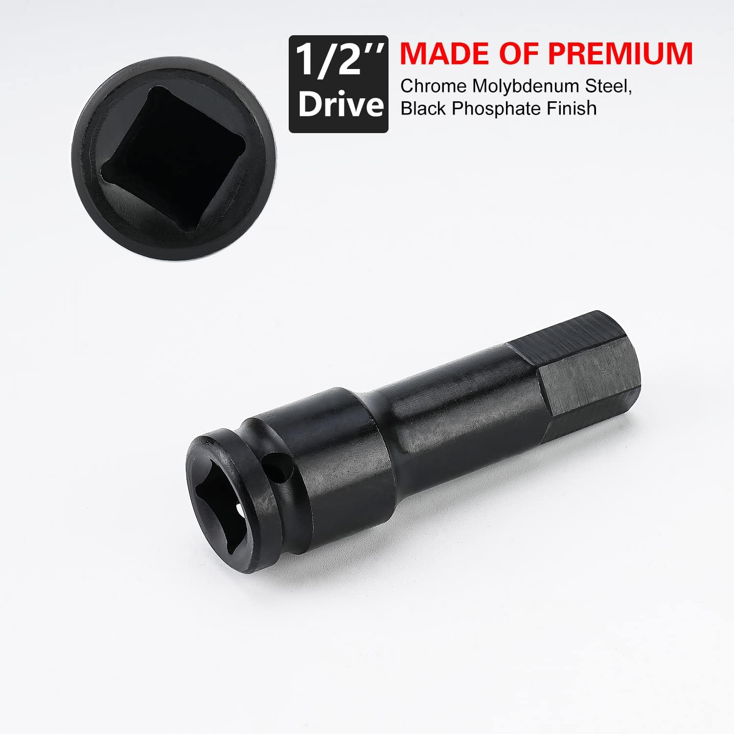 Dado hexagonal de 17 mm, dado de impacto de 1/2", dado hexagonal, acero ...