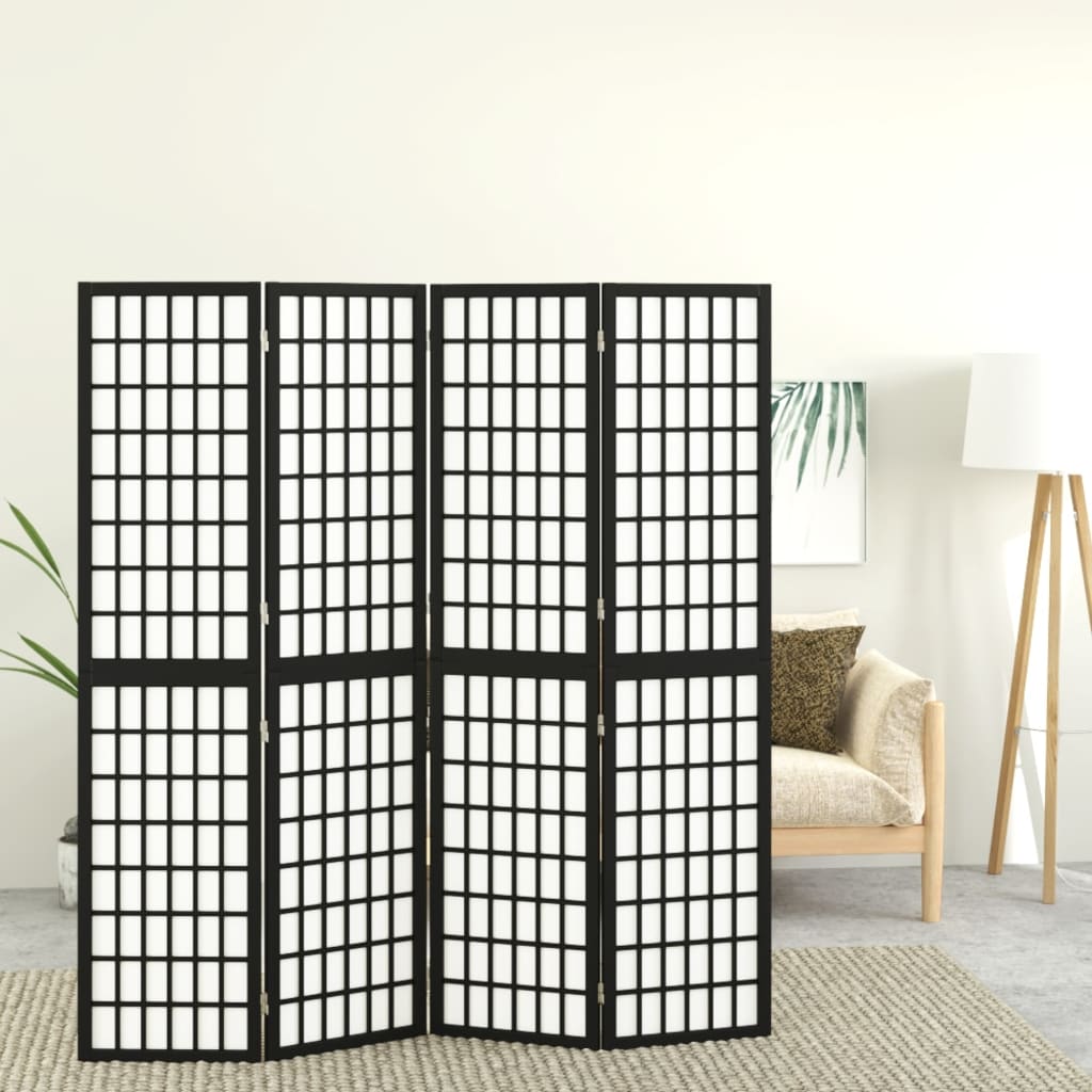Tabique plegable 4 paneles 160x170 cm Negro | Leroy Merlin