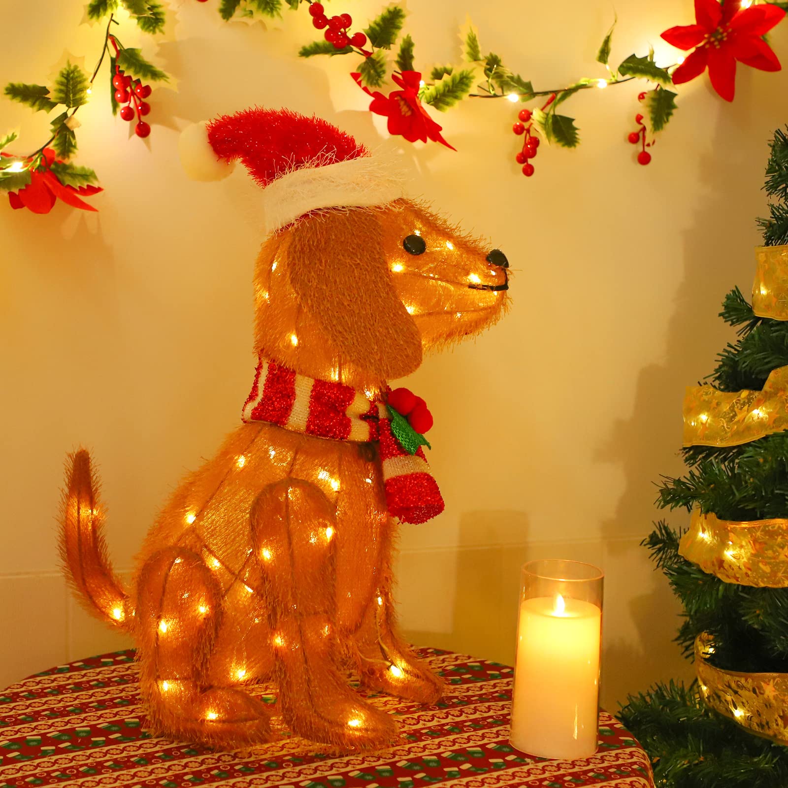 Décoration de Noël illuminée Teckel, Teckel pour extérieur, intérieur ...