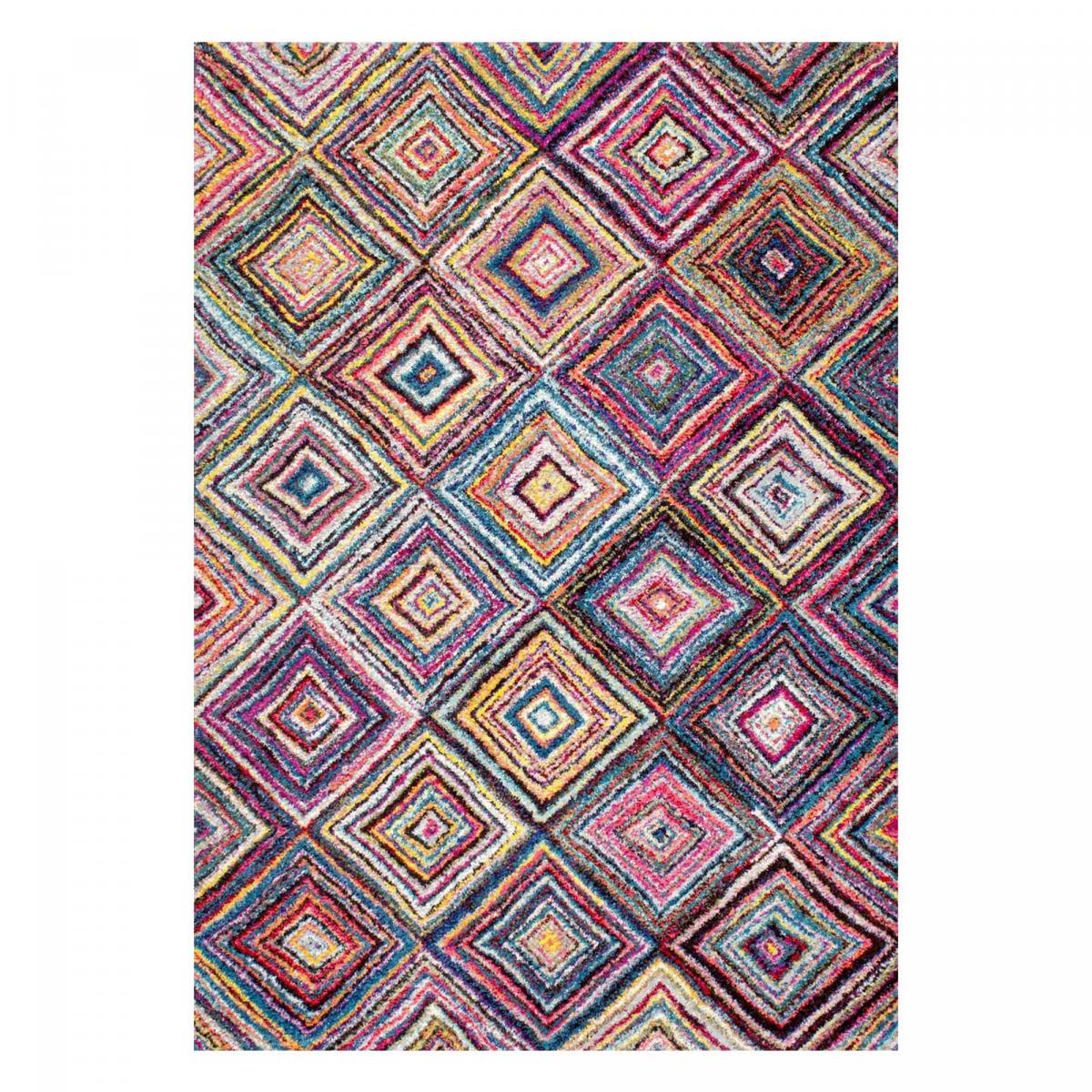 Tapis salle à manger 240x340 tissé multicolore rectangle motif ...