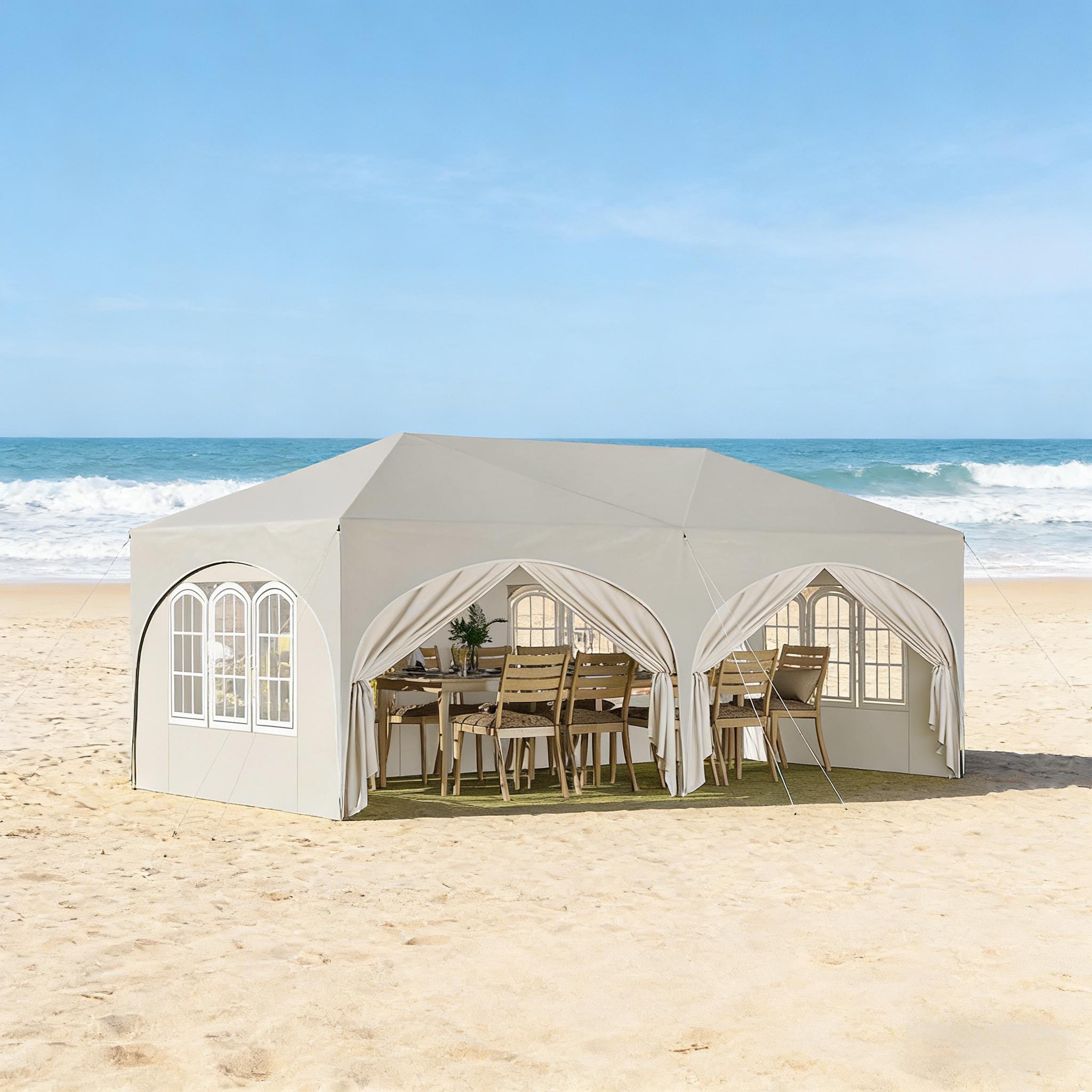 PZCC Tonnelle pliable 3x6m 6 parois hauteur réglable imperméable anti ...
