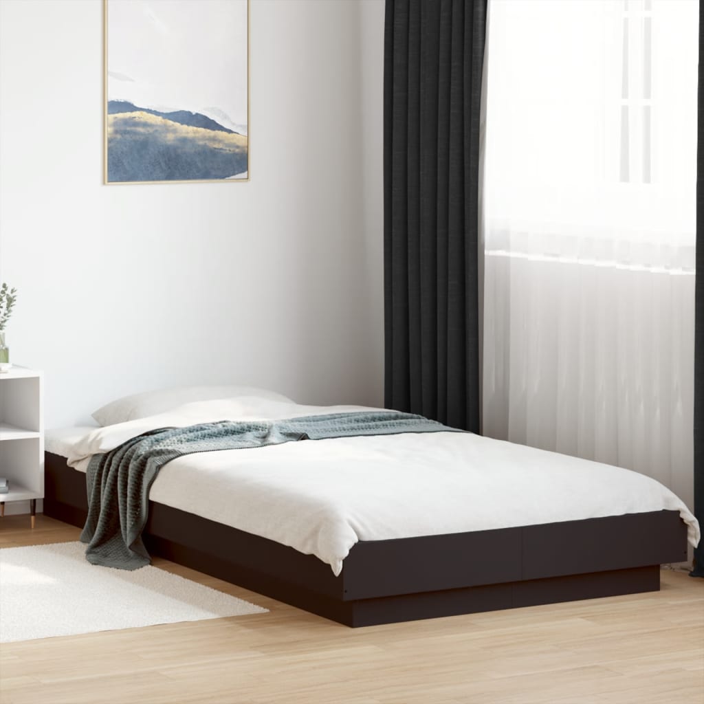 Estructura de cama negra de madera contrachapada 90x190 cm | Leroy Merlin