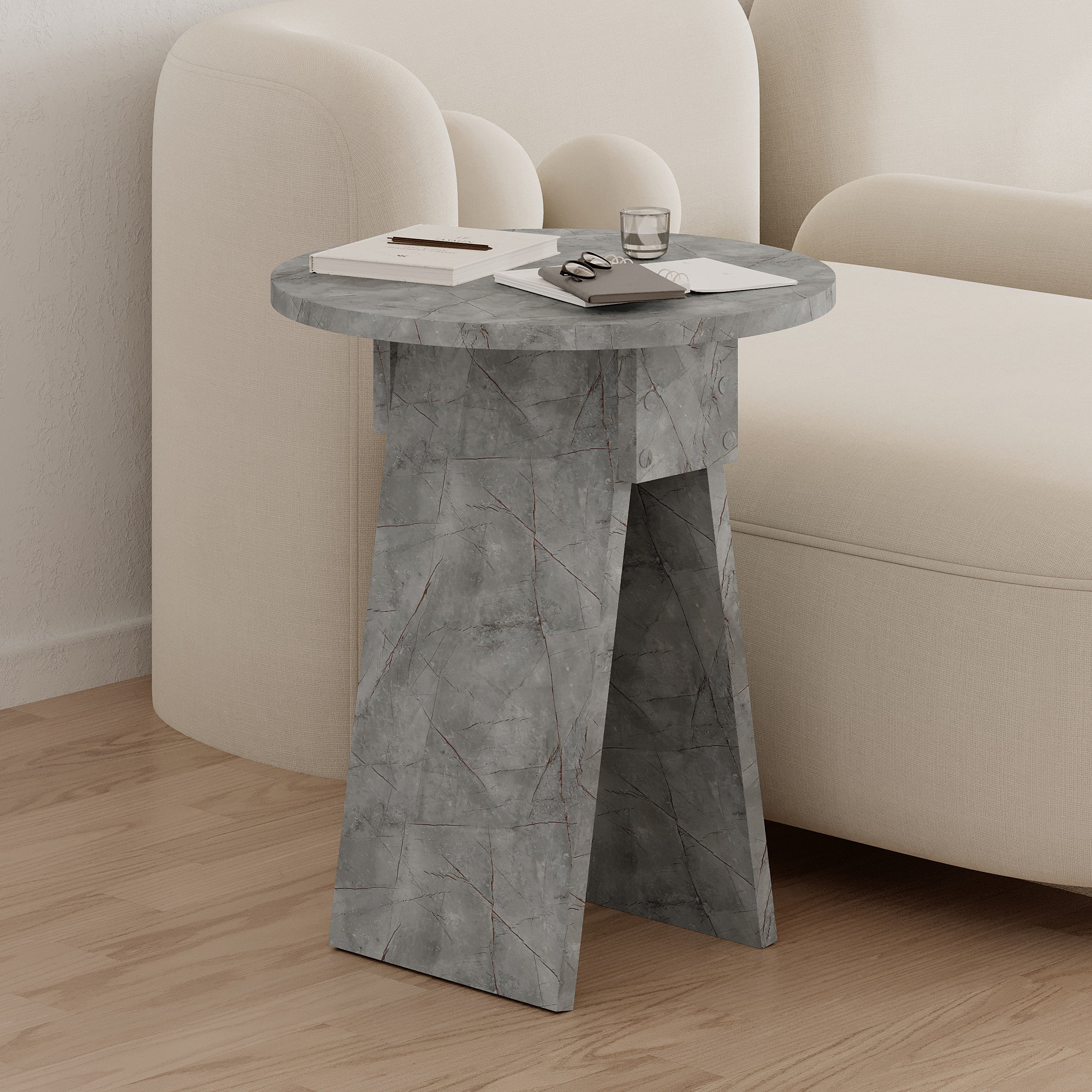 Decortie Table d'appoint moderne Chen Table basse ronde en panneaux de ...