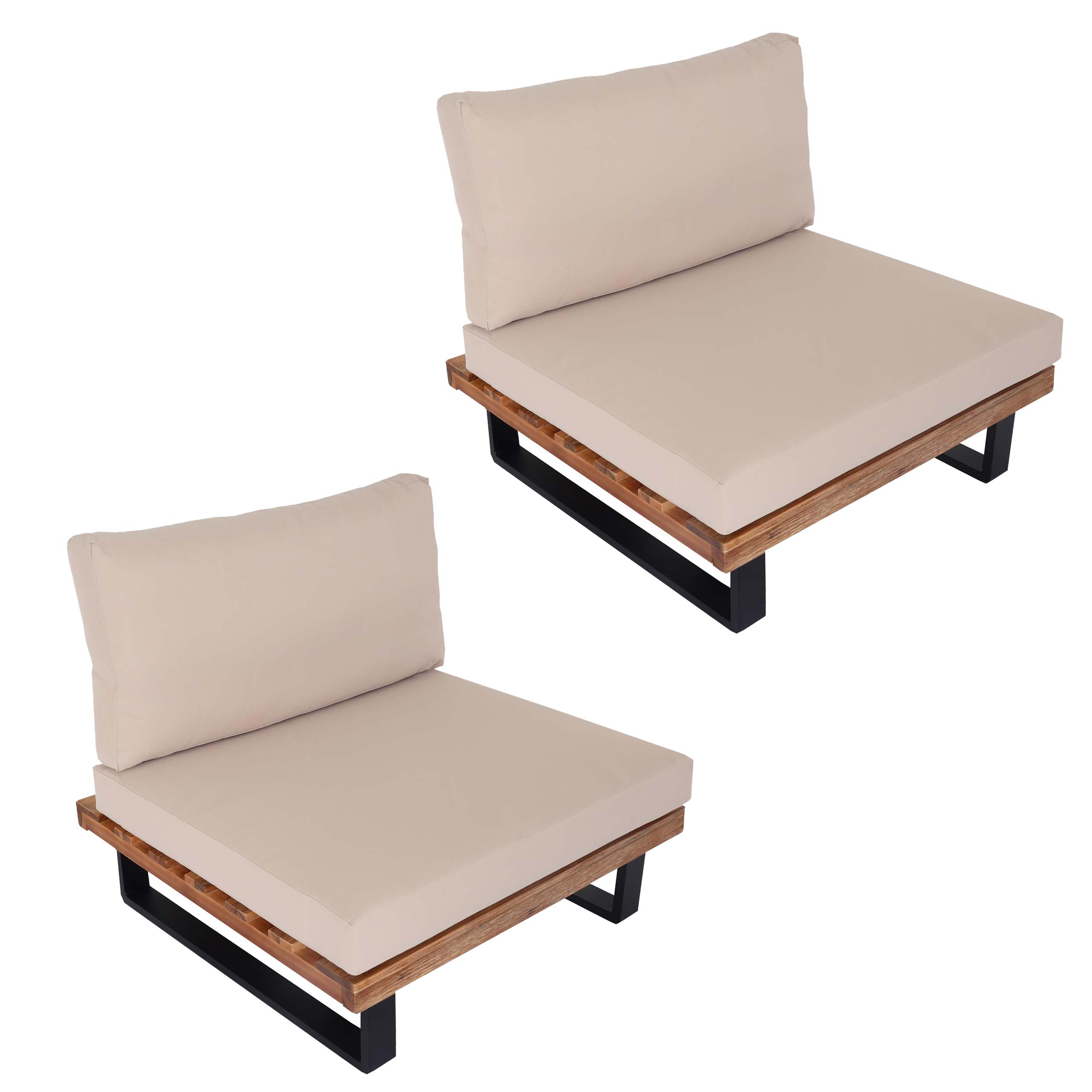 Juego de 2 sillones lounge HWC-H54, sillones de jardín, madera de ...