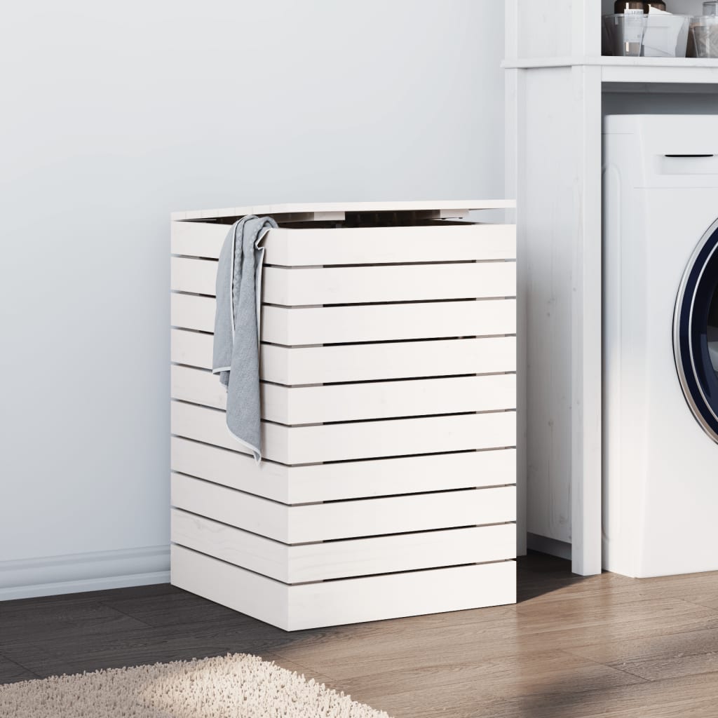 Panier à linge blanc 44x44x66 cm bois massif de pin | Leroy Merlin