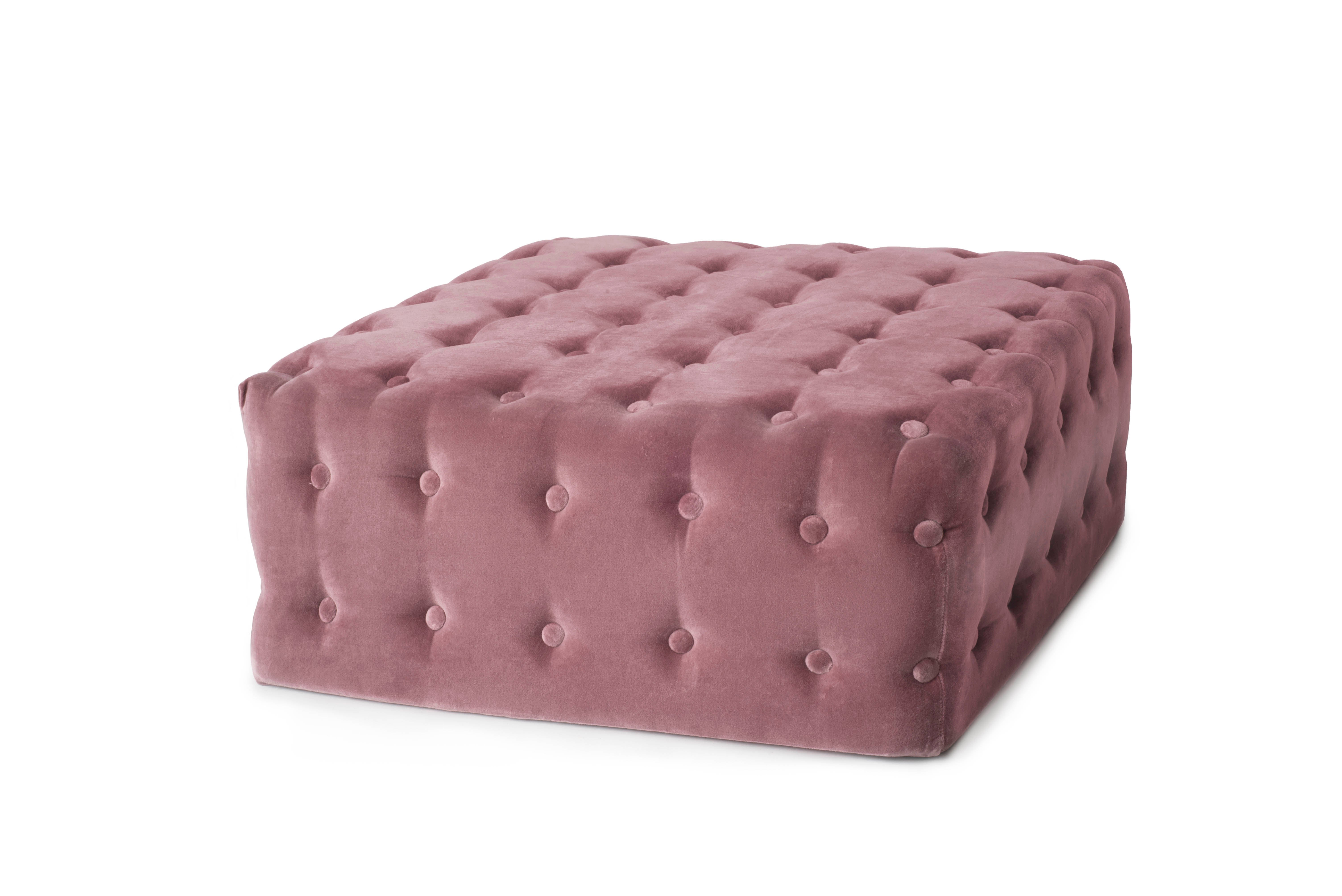 PUFF CAPITONE CUADRADO ROSA 65x65x25cm | Leroy Merlin