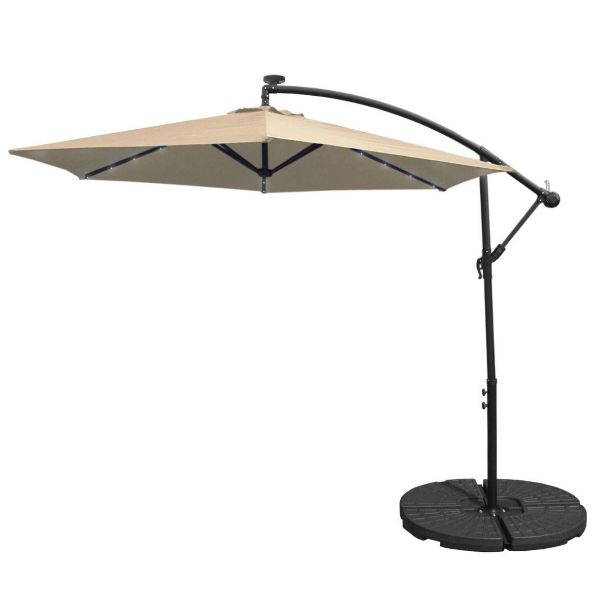 Parasol Déporté Beige Incinable Ombrage de 3M 24 LED Energie Solaire ...