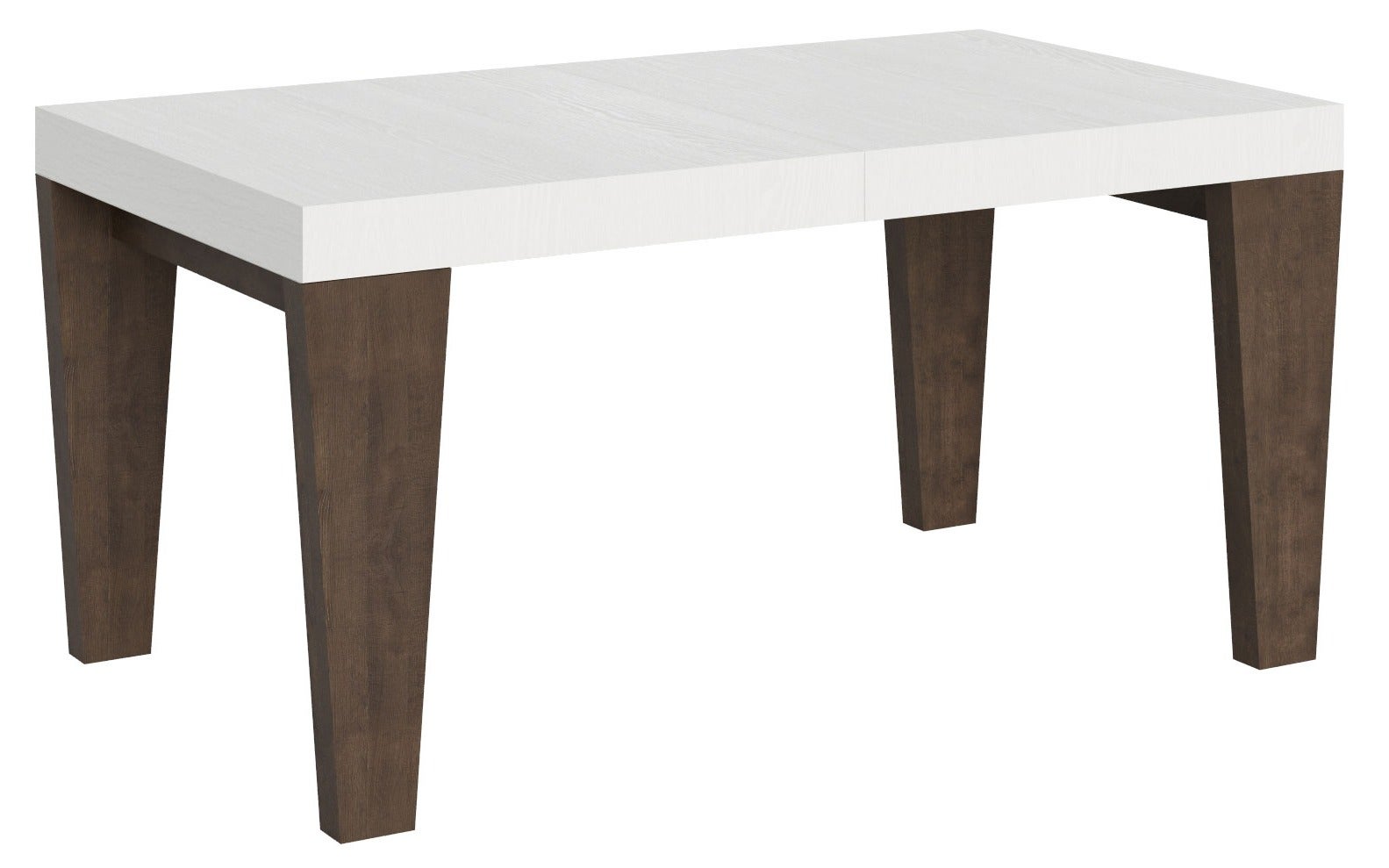 Table extensible blanche et pieds bois noyer 6 à 20 places Kristo 160 à ...