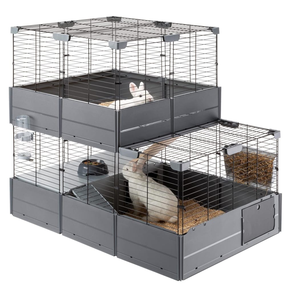 Cage à lapins Multipla Double 107,5x72x96,5 cm Noir Ferplast | Leroy Merlin