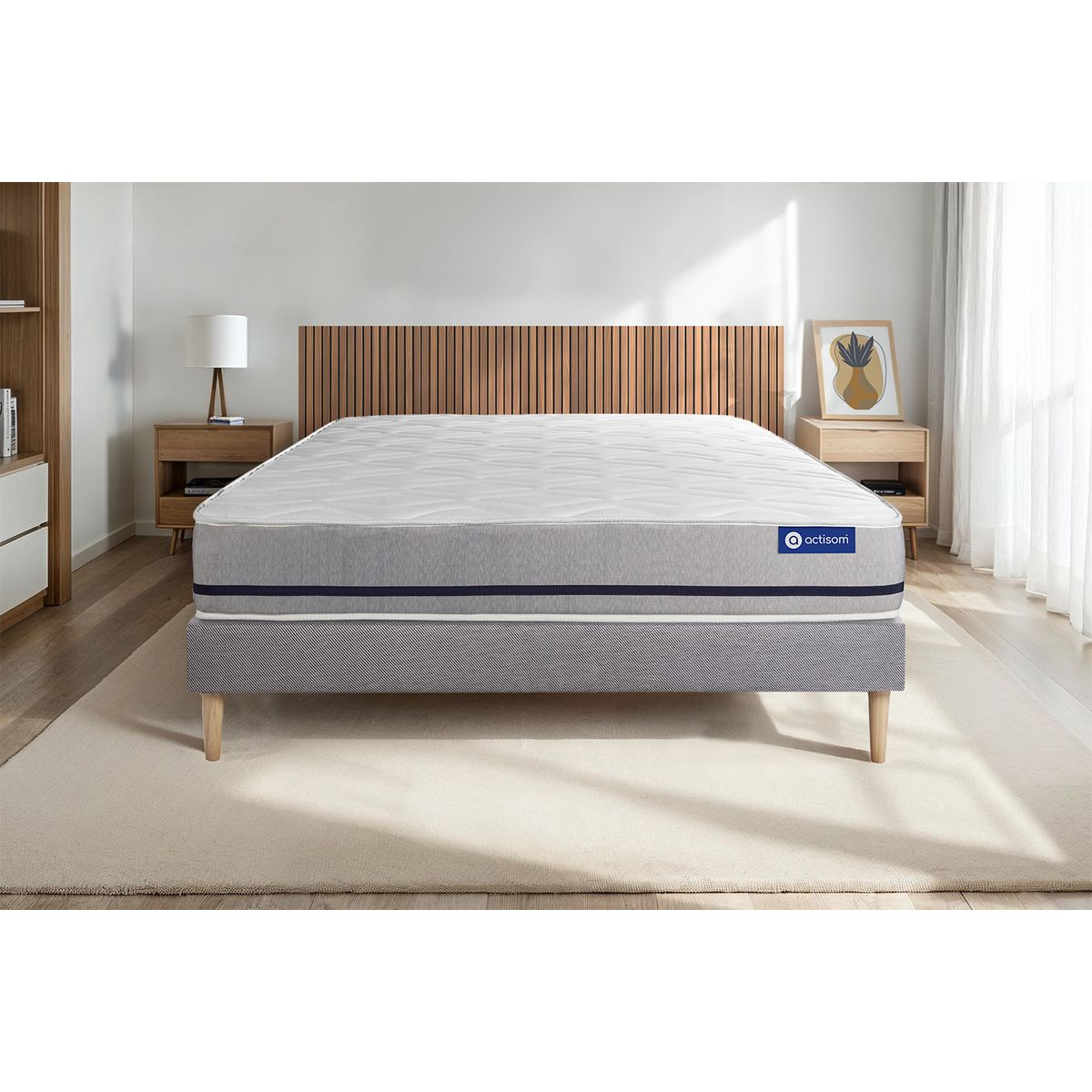 Ensemble matelas 140 x 200 cm Actilatex soft - Latex et mémoire de forme - Ep : 20 cm - Mi-ferme ...