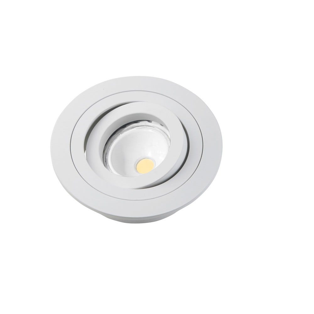Kit Encastrable Rond Blanc Et Ampoule Led Gu10 Neutre 8w Avec Perceuse