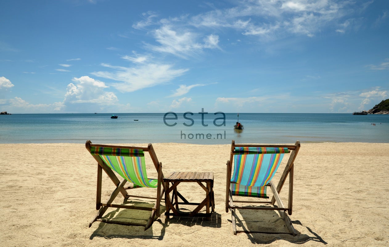Fotomural playa azul y beige - 450 x 279 cm - ESTAhome | Leroy Merlin