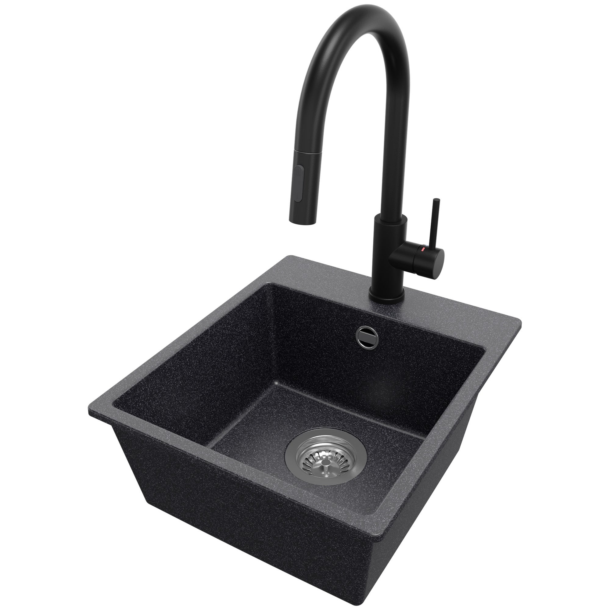 Evier Cuisine en Granit Graphite 38x44cm, Lavabo 1 bac + Robinet ...