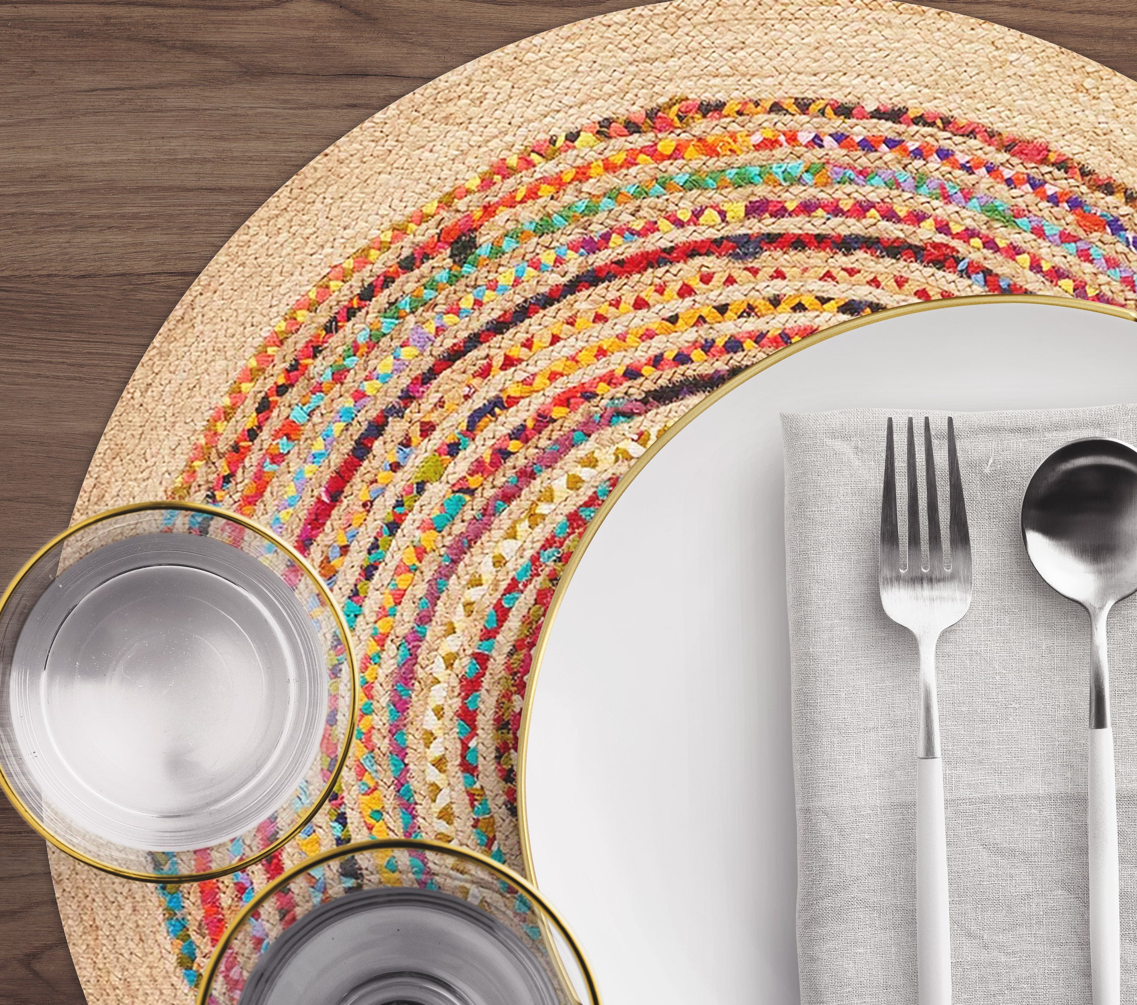 Lot de 4 sets de table en vinyle Colores Rattan 4u-[Diam] 40 cm | Leroy ...