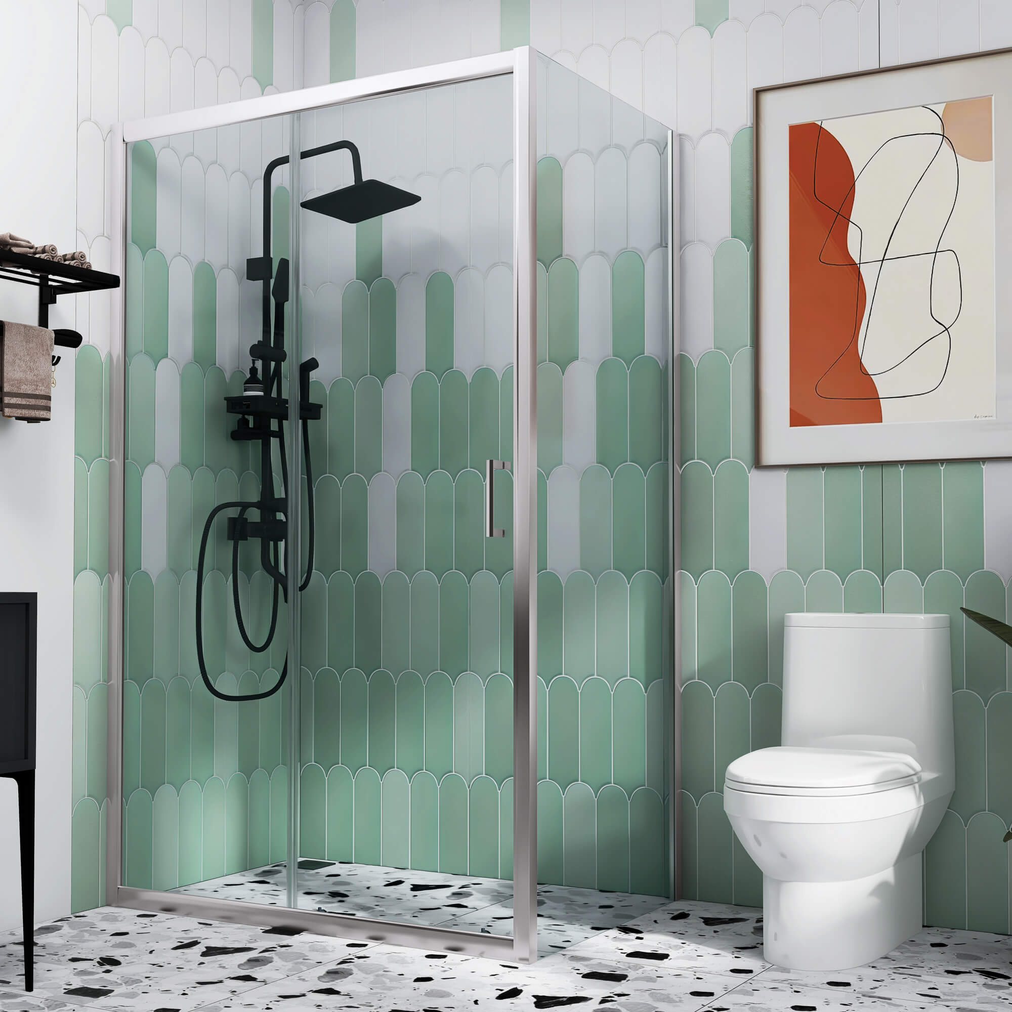 Siro - Box doccia ad angolo 100x80 cm con 1 anta scorrevole cromo ...