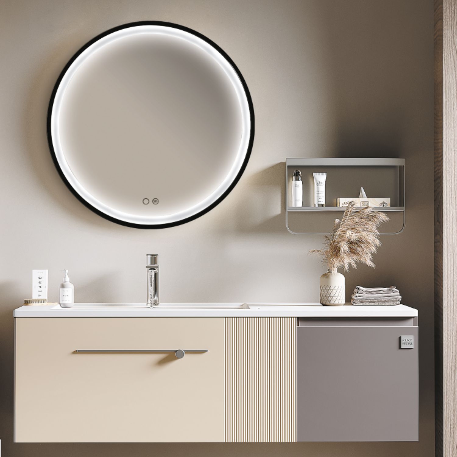 Espejo LED Redondo Serie PARÍS Ø80 cm – Negro Mate – TriLED – Antivaho ...