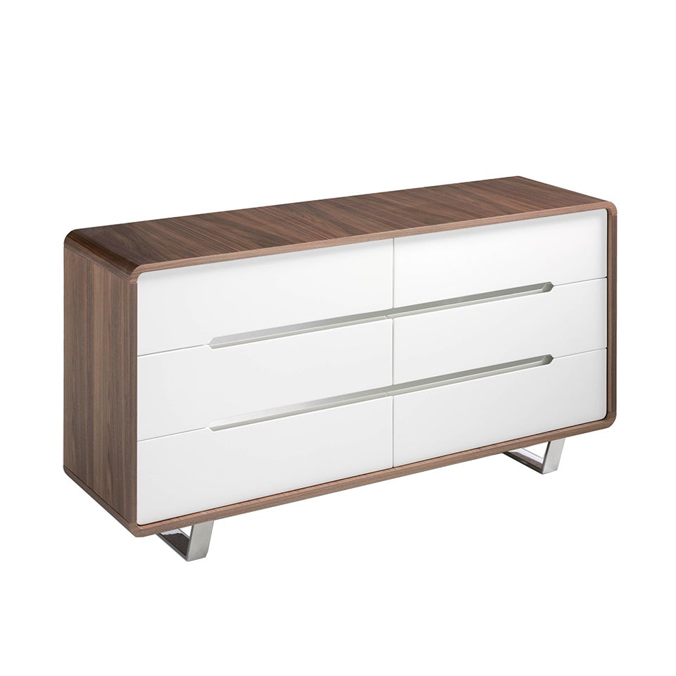 ANGEL CERDA Commode en bois blanc, noyer et acier chromé | Leroy Merlin