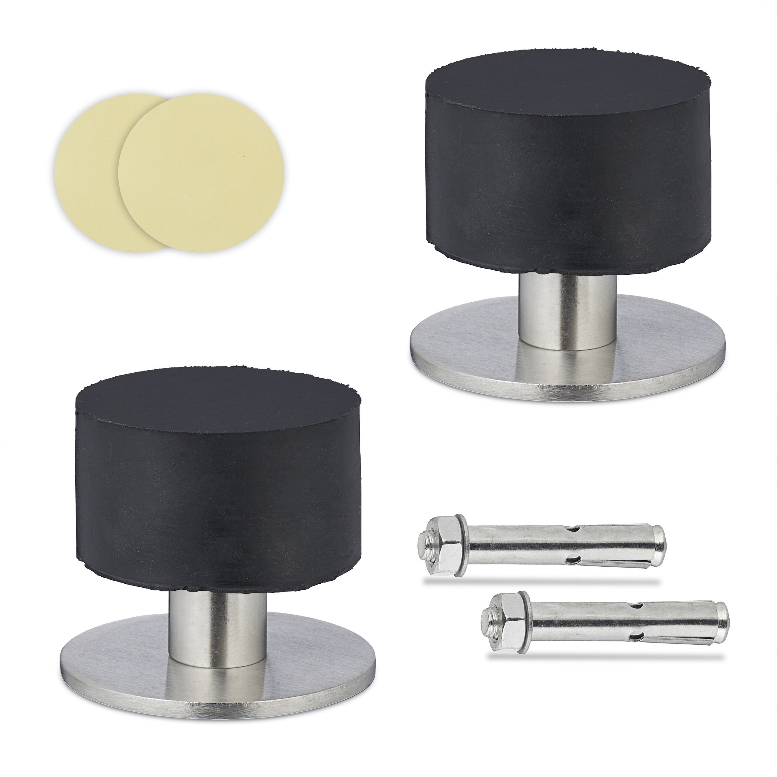 Relaxdays Butoir de porte, lot 2, fixation auto-adhésive ou par perçage ...