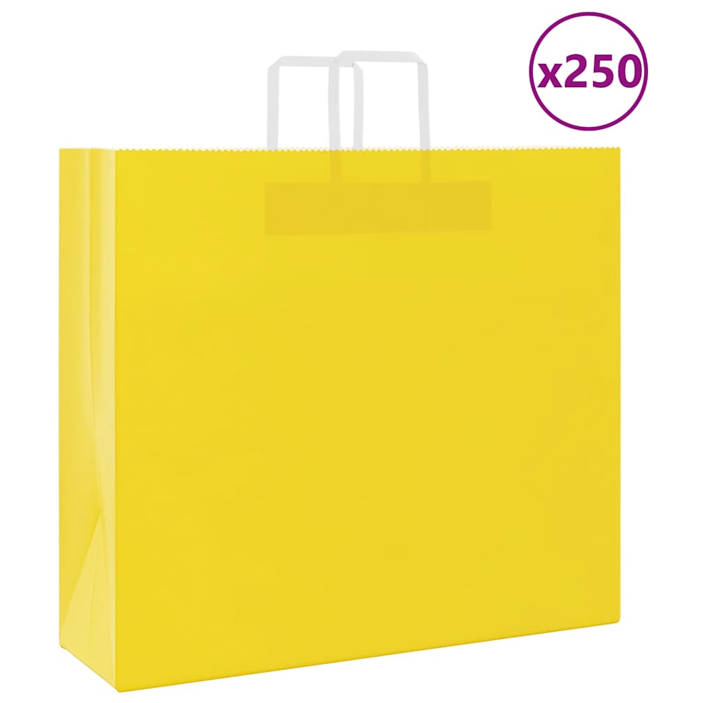 Sacs en papier kraft 250 pcs，Sacs kraft avec poignées jaune 54x15x49 cm ...