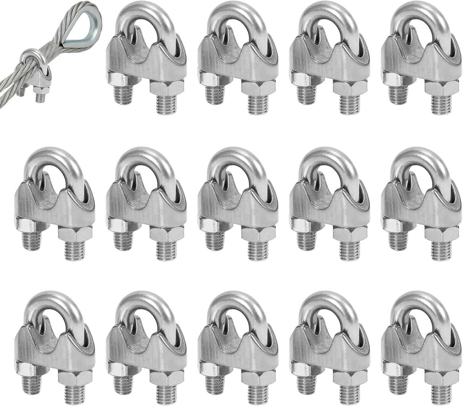 Lot de 14 Serre Cable Inoxydable 4mm, Serre-câbles étrie en Acier ...