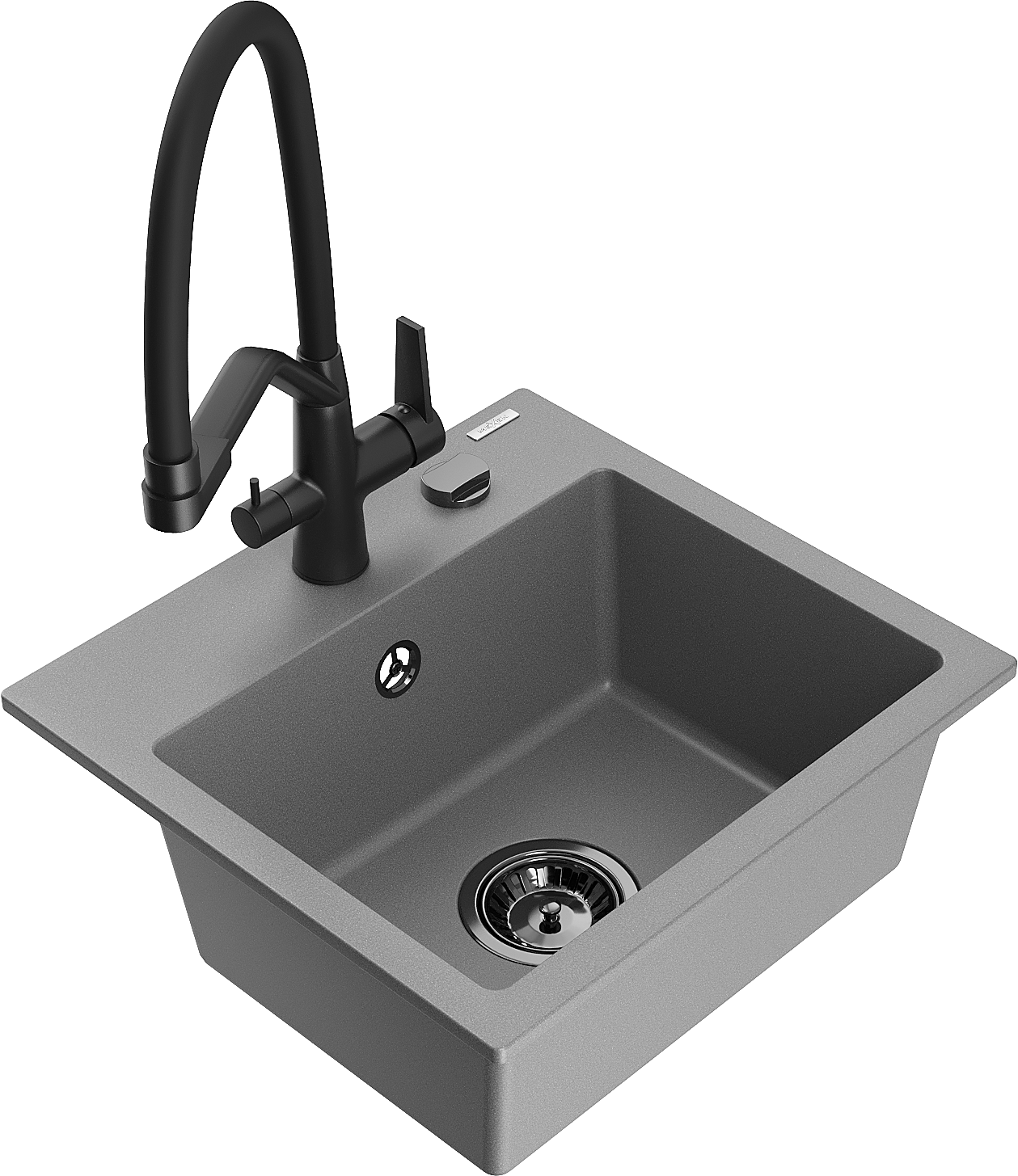 Mexen Milo évier en granit 1-bac avec robinet de cuisine Duo, gris - 6505-71-671701-70-B | Leroy ...