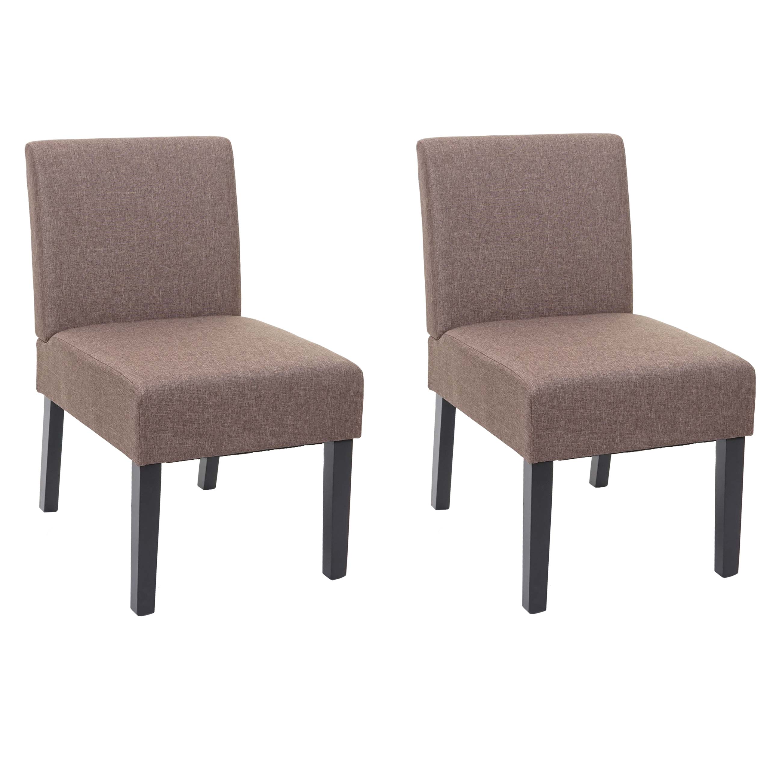 Lot de 2 chaises à manger en tissu marron pieds en bois design simple ...