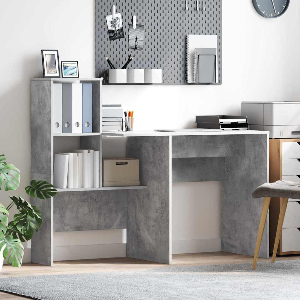 Maison Exclusive - Escritorio con estante Gris Concreto 131,5 x 50 x ...