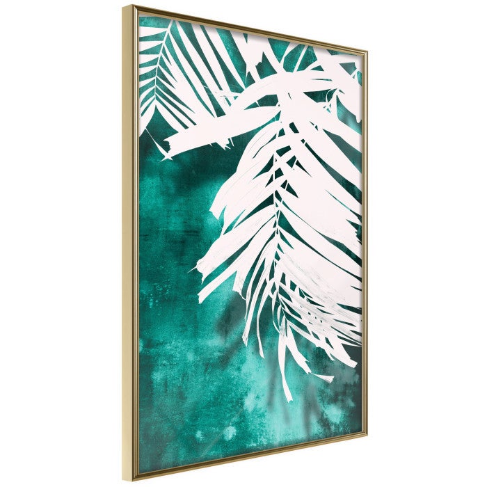 Affiche Murale Encadrée "White Palm on Teal Background" 40 x 60 cm Or ...