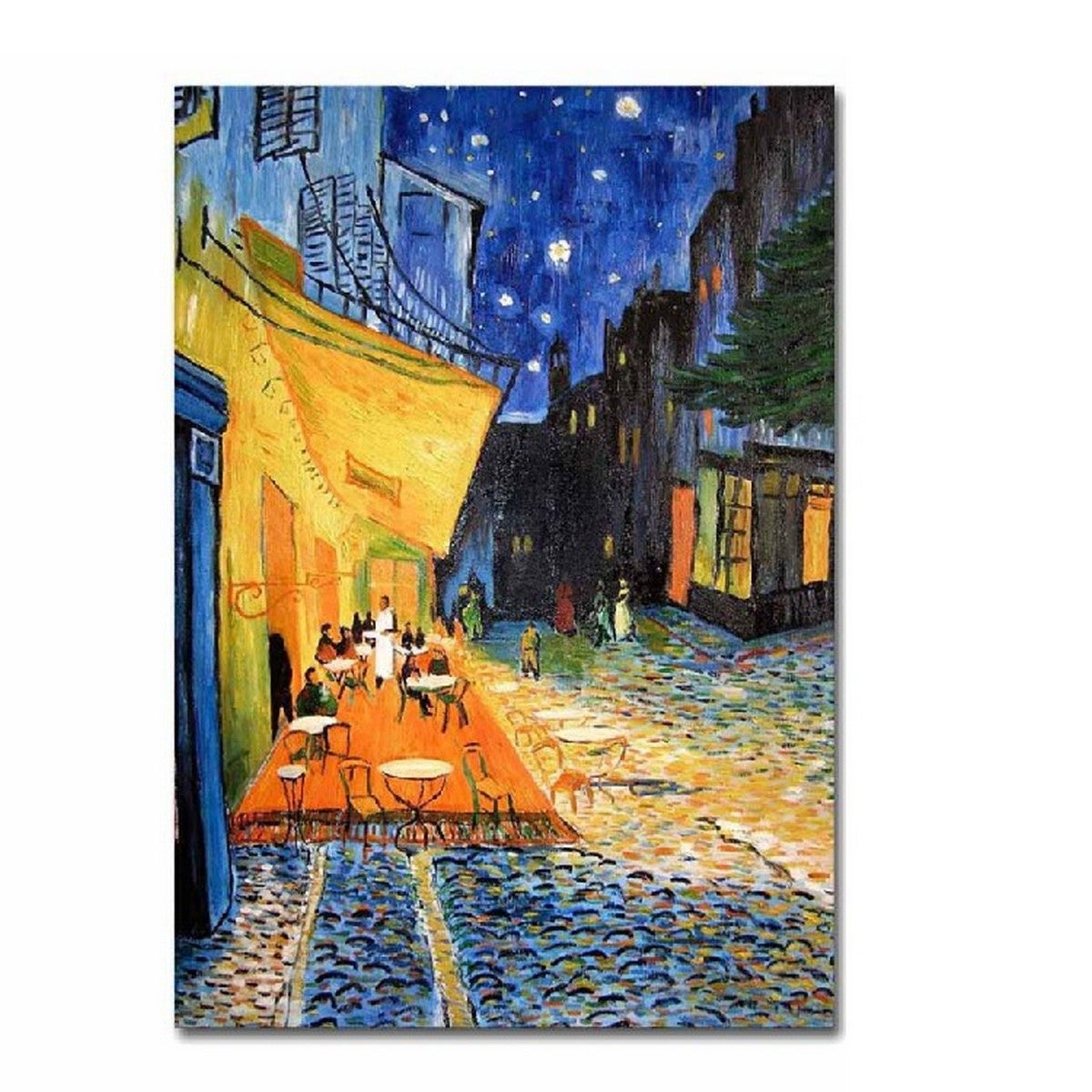 Impression sur Toile Van Gogh Terrasse du Café le Soir, Polyester, Bleu ...