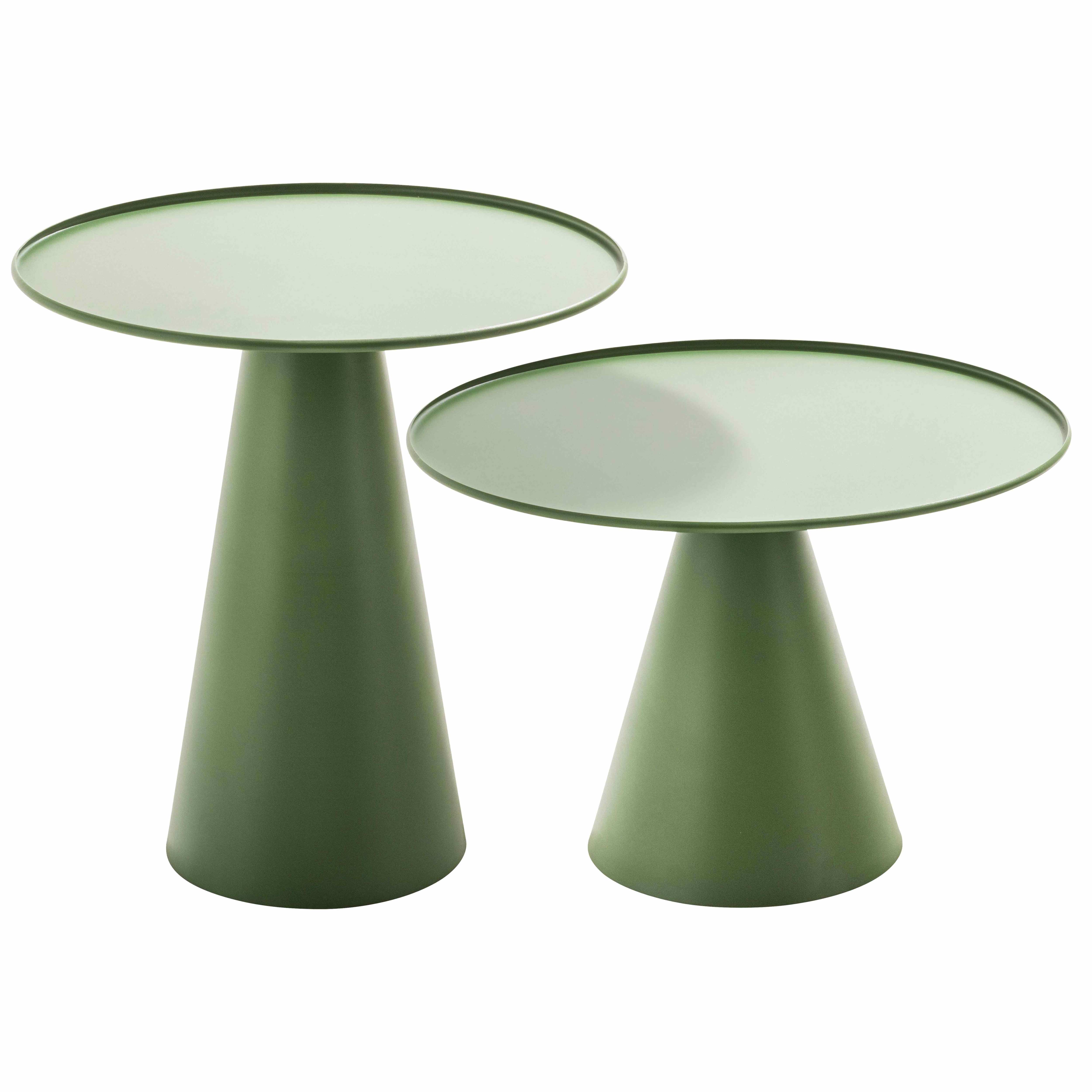 Lot de 2 tables basses de jardin rondes vert cactus | Leroy Merlin