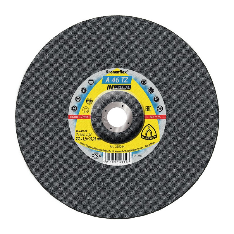 Disque à tronçonner A 46 TZ Spécial D230x1,9mm serti INOX perçage 22 ...