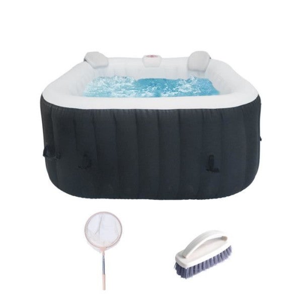 KIT TOUT INCLUS SPA et accessoires : spa gonflable carré 4 places avec ...