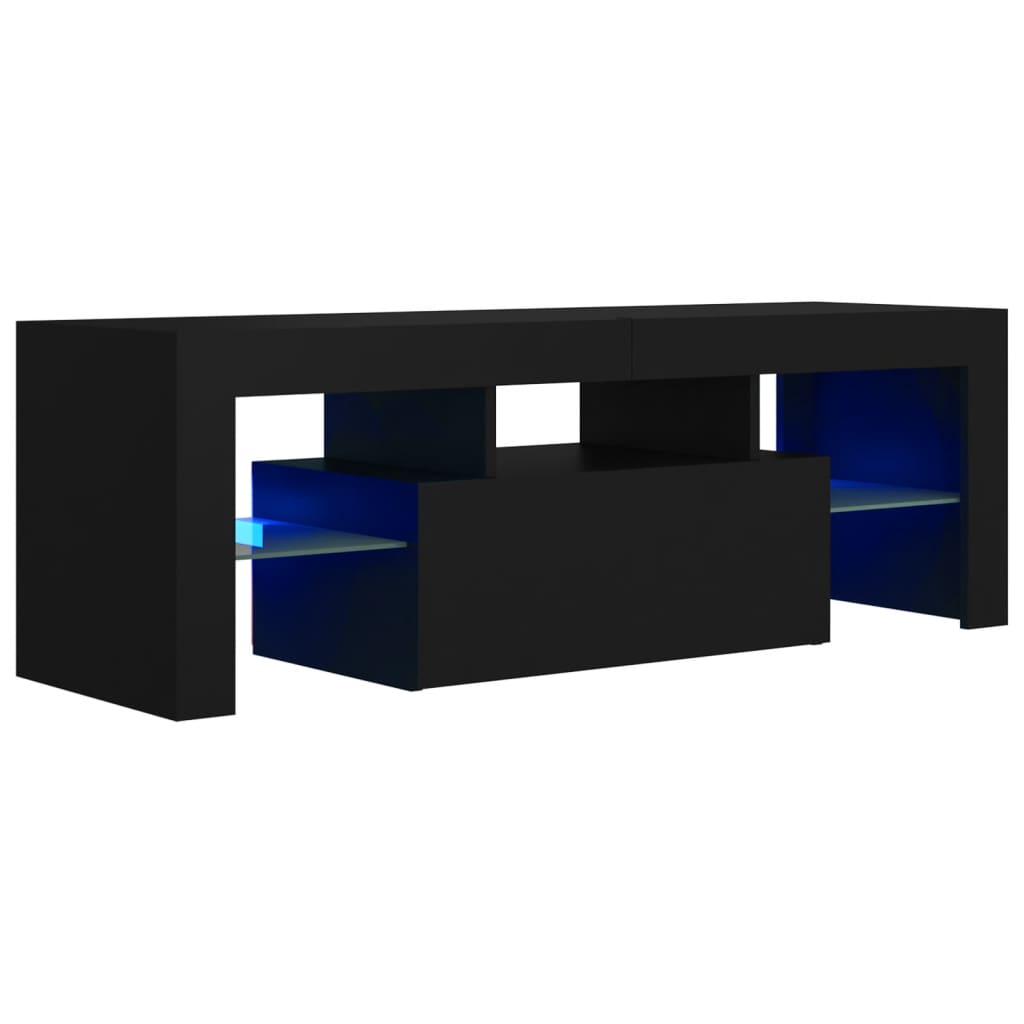 Mueble de TV con iluminación LED negra 120x35x40 cm - COMFORTXL | Leroy ...