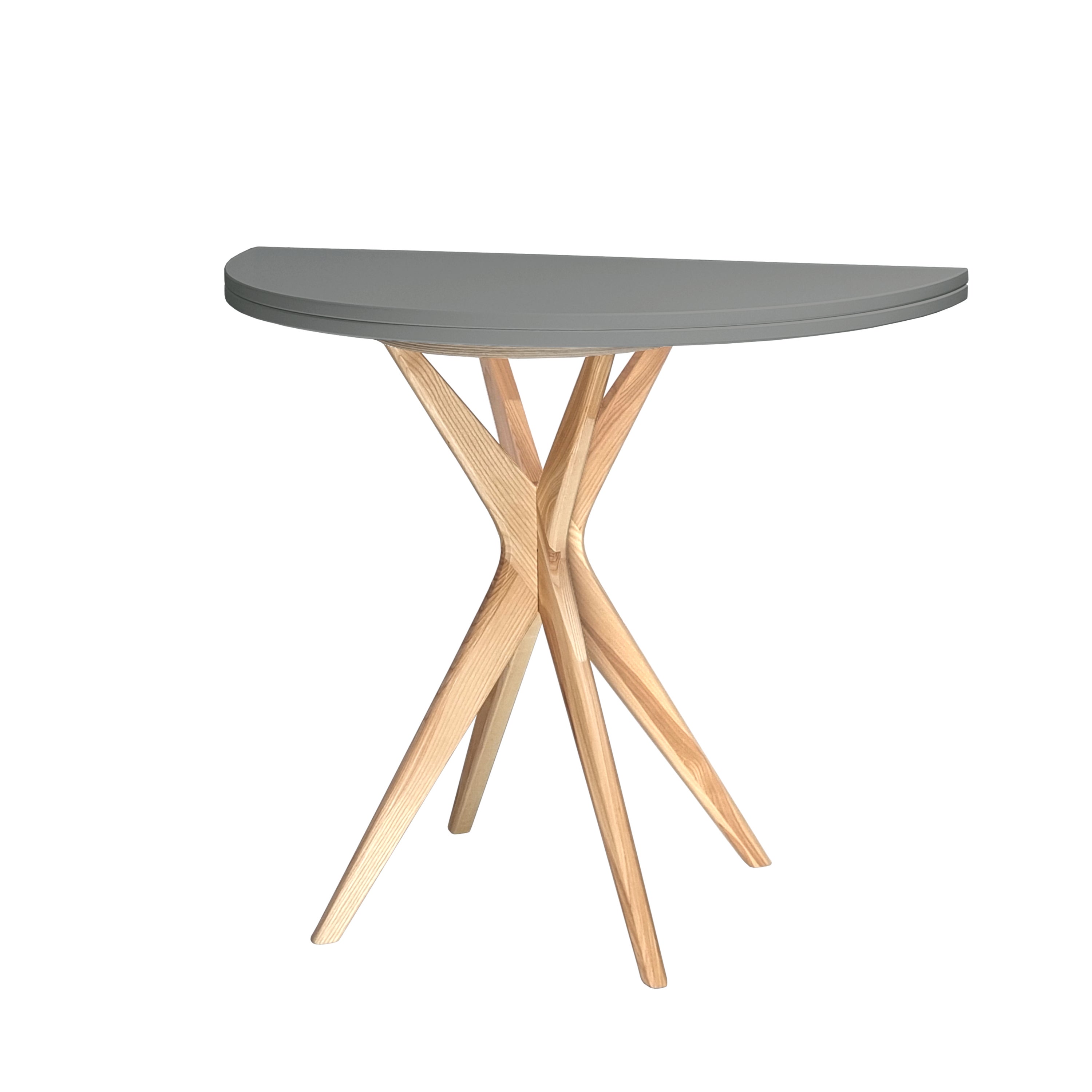 Petite table demi lune, console extensible 100 x 50 Jubi, Béton gris ...