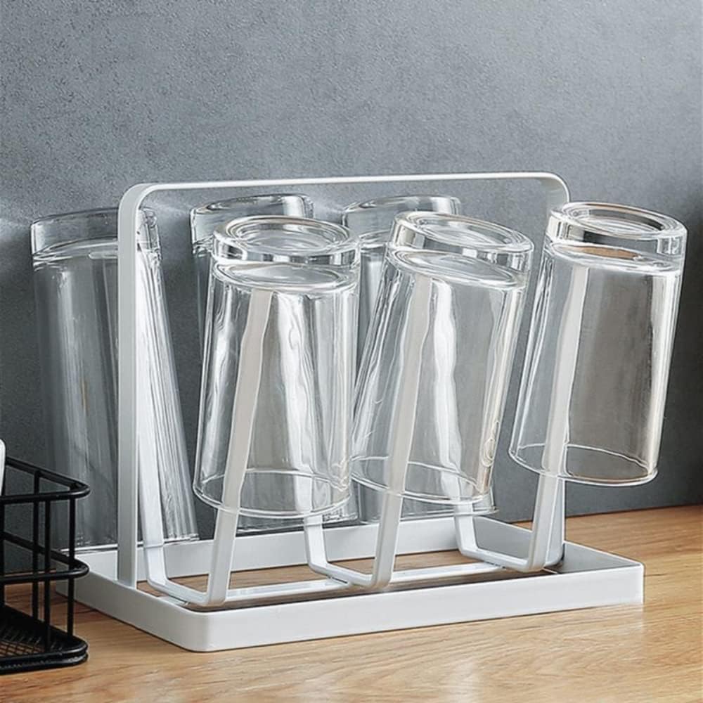 Égouttoir, support en verre à 6 crochets, support de tasse en métal ...