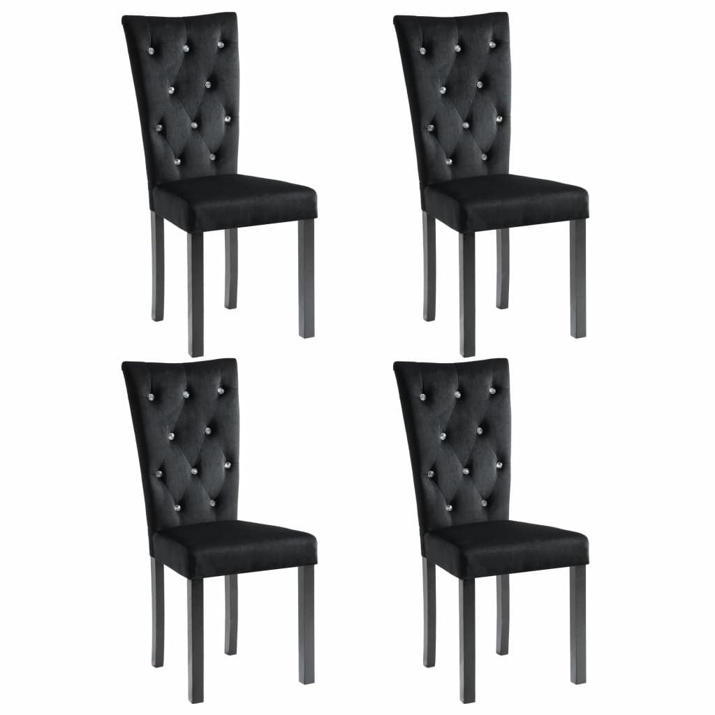 Chaise de salle à manger velours et pieds bois noir Karmen - Lot de 4 ...