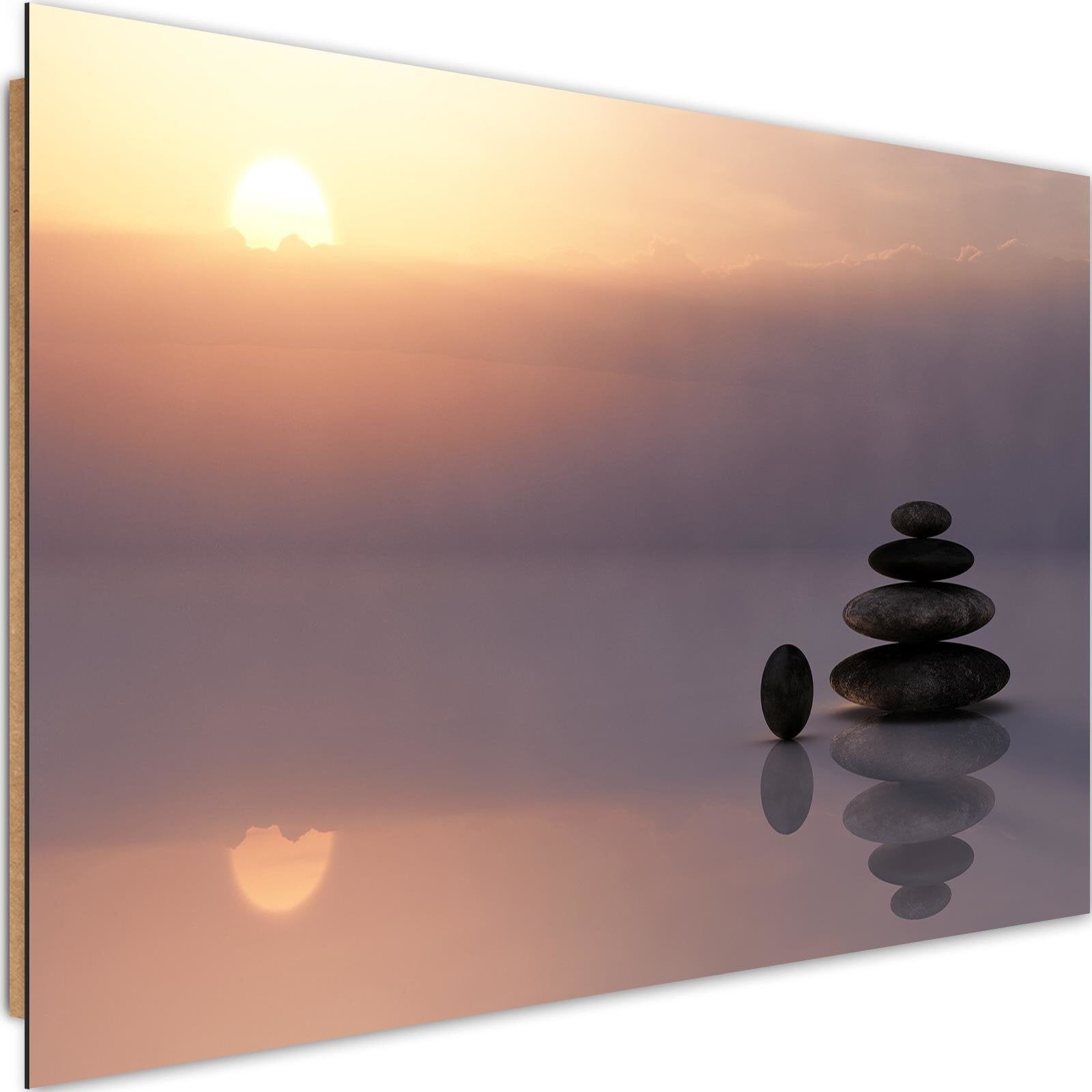 Tableau bois zen pierres au bord de la mer - 60 x 40 cm | Leroy Merlin