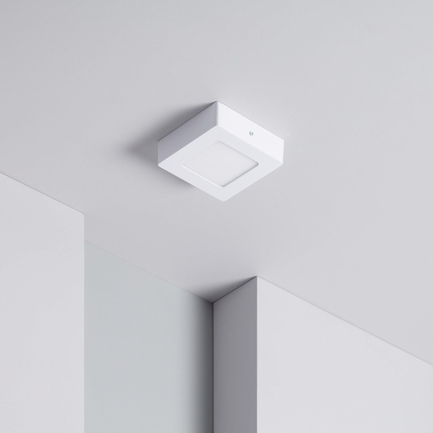 Plafón LED 6W Cuadrado 120x120mm, 6000K Blanco Frío, Aluminio, IP20 ...