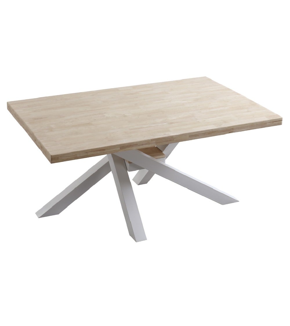 Mesa comedor industrial GAEL, madera de roble claro y patas metalicas ...
